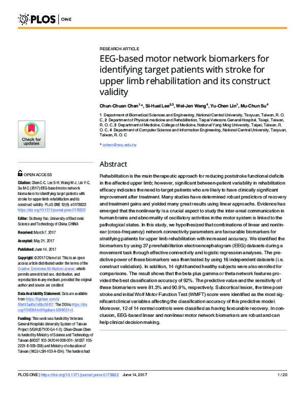 (PDF) EEG-based motor network biomarkers for identifying target patients with stroke for upper ...