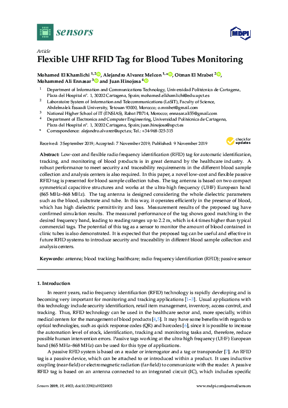 (PDF) Flexible UHF RFID Tag for Blood Tubes Monitoring