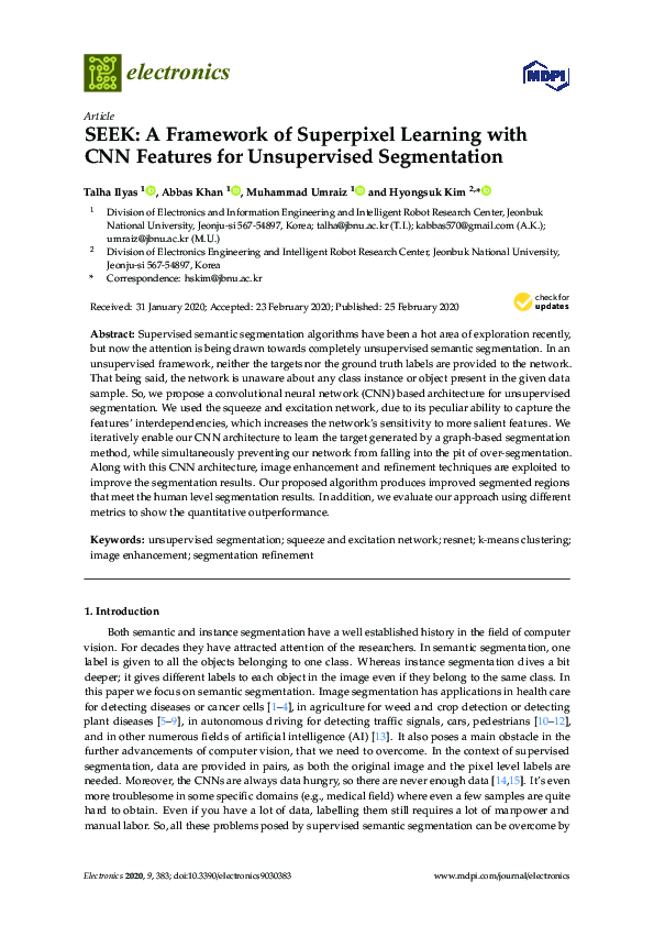 Pdf Seek A Framework Of Superpixel Learning With Cnn Features For Unsupervised Segmentation