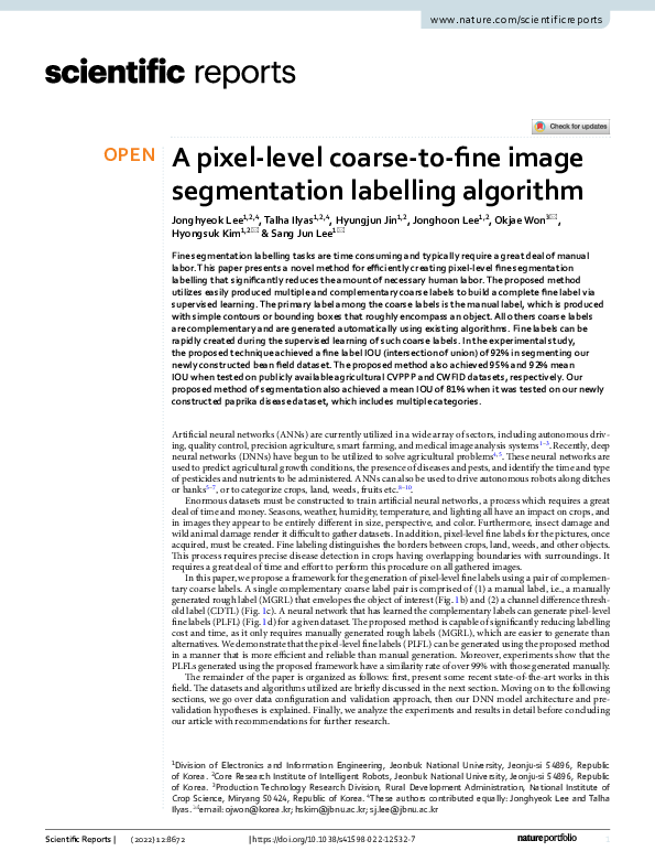 Pdf A Pixel Level Coarse To Fine Image Segmentation Labelling Algorithm Talha Ilyas