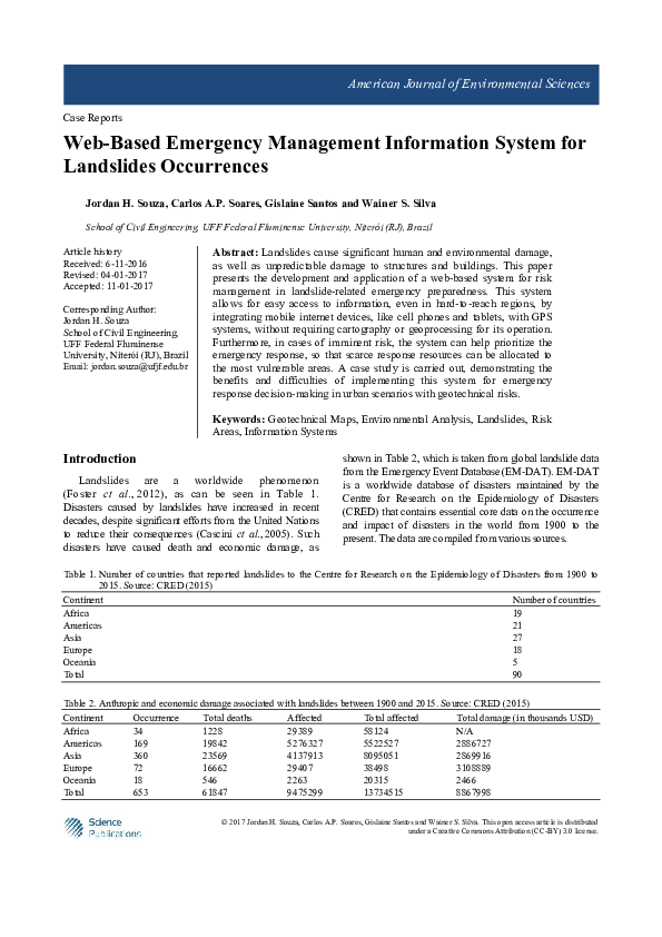(PDF) Web-Based Emergency Management Information System for Landslides ...