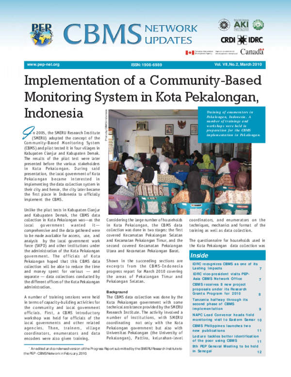 (PDF) The Implementation of the Community-based Monitoring System in ...