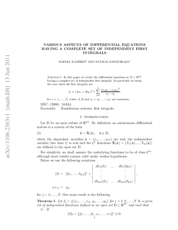 (PDF) Various aspects of differential equations having a complete set ...