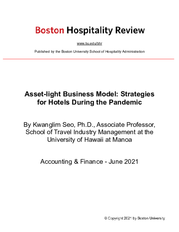 (PDF) Asset-light Business Model : Strategies for Hotels During the ...