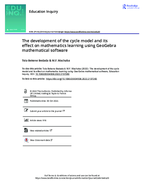 (PDF) The development of the cycle model and its effect on mathematics learning using GeoGebra ...