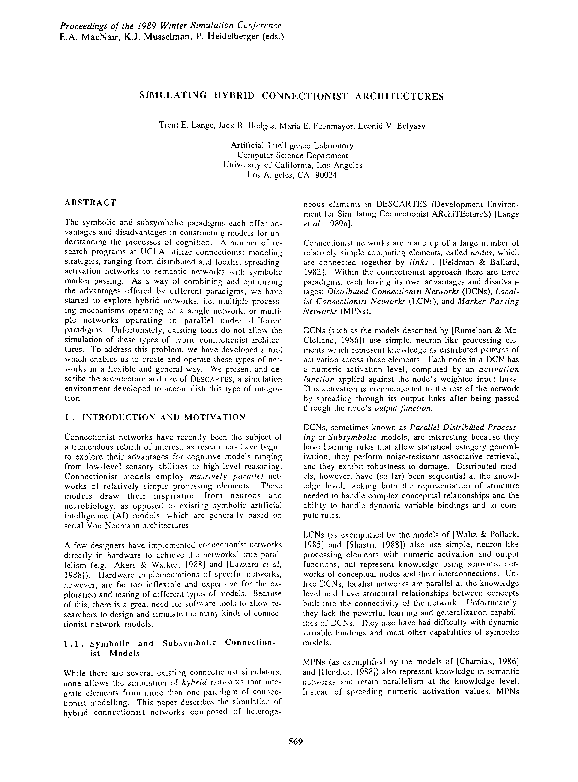 (PDF) Simulating Hybrid Connectionist Architectures | maria fuenmayor - Academia.edu