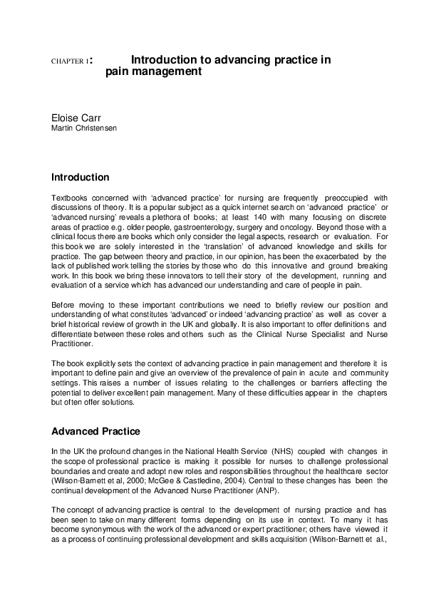 (PDF) Introduction to Advancing Practice in Pain Management