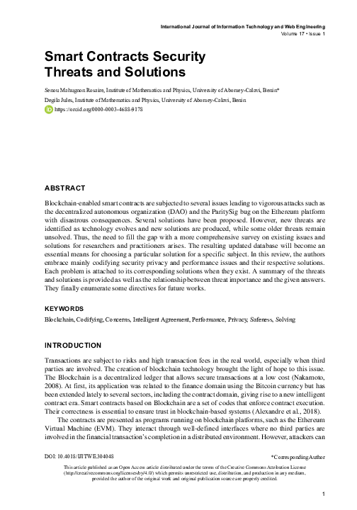 Pdf Survey Of Smart Contract Security Issues