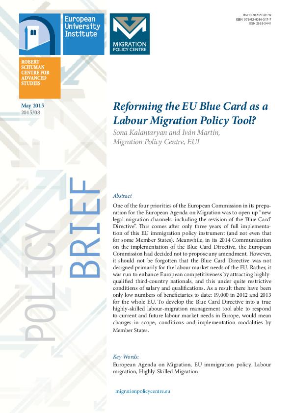 (PDF) Reforming the EU blue card as a labour migration policy tool