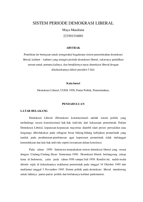 (PDF) SISTEM PERIODE DEMOKRASI LIBERAL