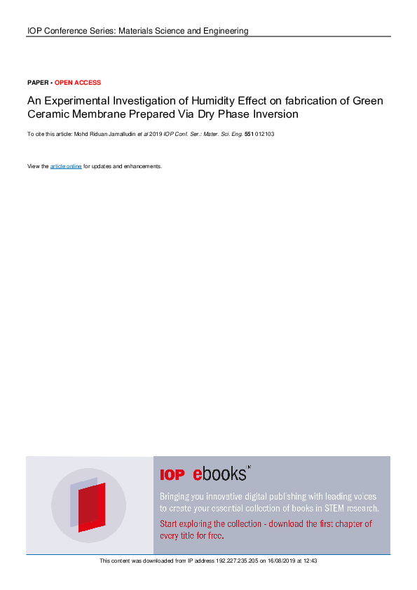 (PDF) An Experimental Investigation of Humidity Effect on fabrication ...