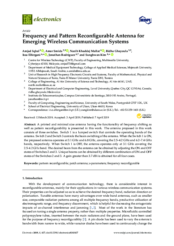 (PDF) Frequency- and Pattern-Reconfigurable Antenna for Multistandard ...