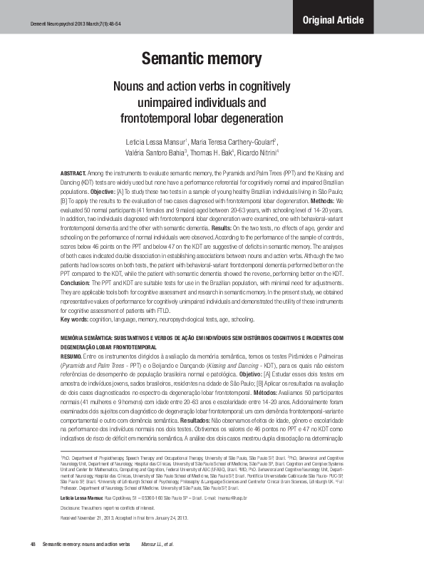 (PDF) Semantic memory: Nouns and action verbs in cognitively unimpaired individuals and ...