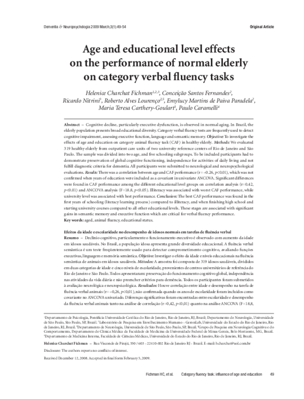 (PDF) Age and educational level effects on the performance of normal ...