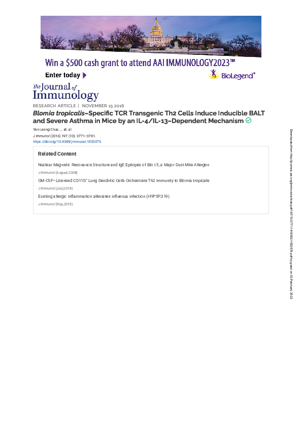(PDF) Blomia tropicalis-Specific TCR Transgenic Th2 Cells Induce ...