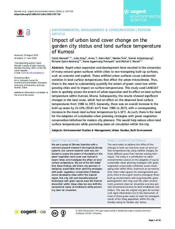(PDF) Urban Expansion and Its Effects on Temperature in Kumasi