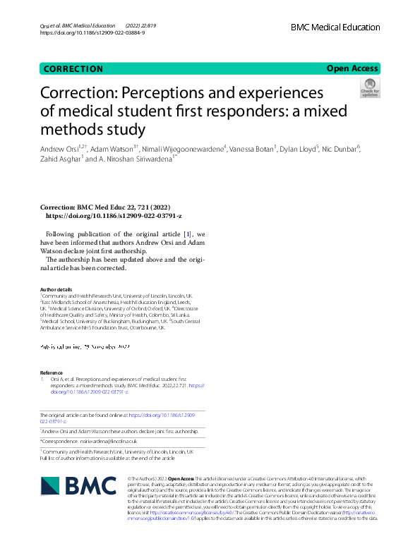 (PDF) Correction: Perceptions and experiences of medical student first ...