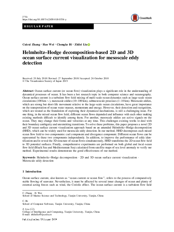 (PDF) Helmholtz–Hodge decomposition-based 2D and 3D ocean surface current visualization for ...
