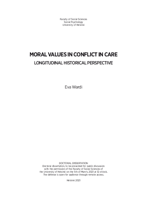 (PDF) Moral values in conflict in care : longitudinal historical ...