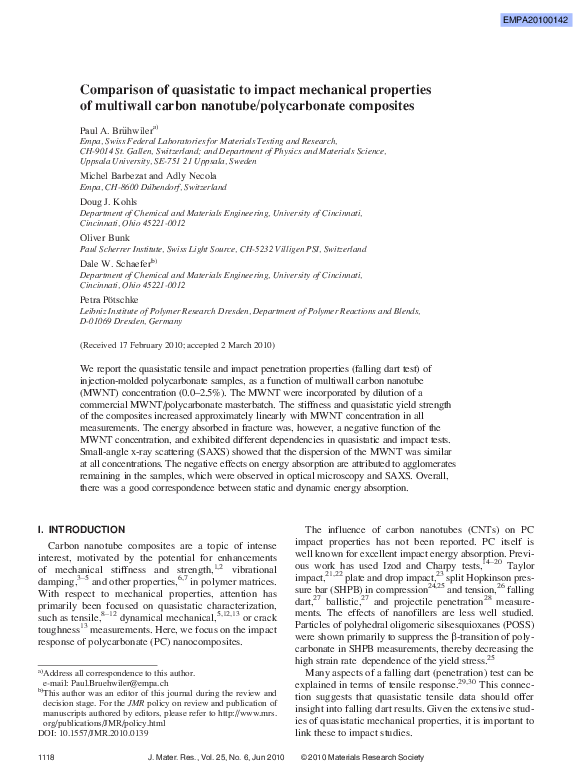 (PDF) Comparison of quasistatic to impact mechanical properties of ...