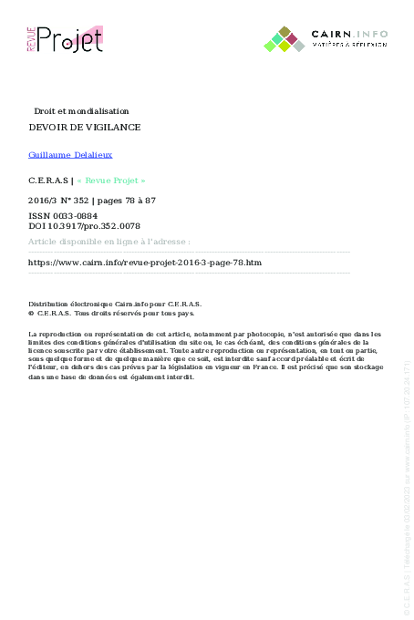 (PDF) Devoir de vigilance