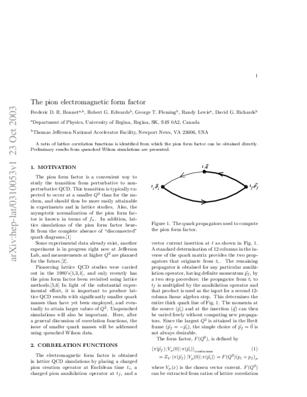 (PDF) Pion Electromagnetic Form Factor