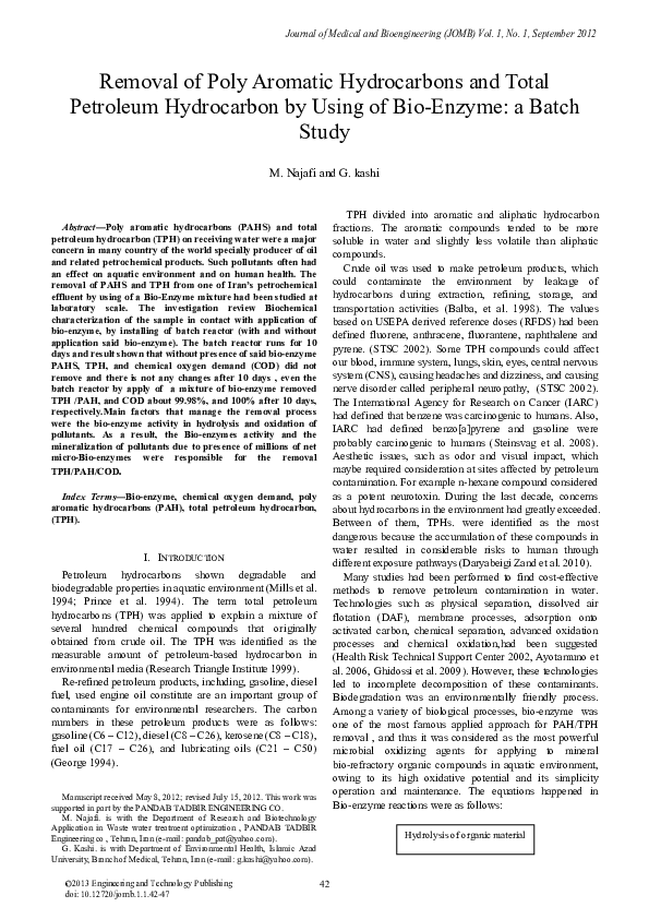 (PDF) Removal of Poly Aromatic Hydrocarbons and Total Petroleum ...