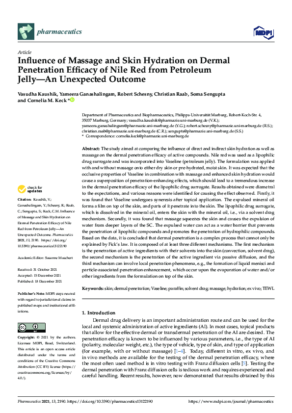(PDF) Influence of Massage and Skin Hydration on Dermal Penetration ...