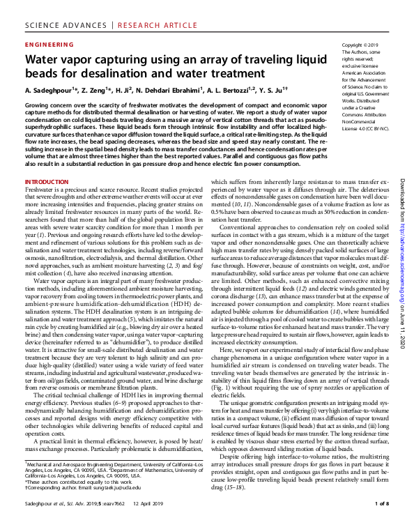 (PDF) Water vapor capturing using an array of traveling liquid beads ...