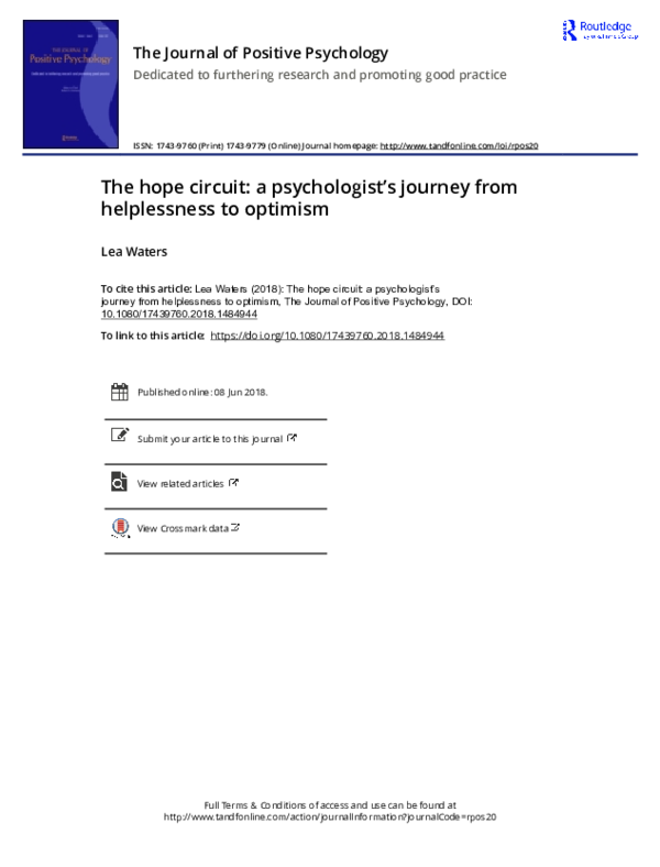 (PDF) The Hope Circuit: A Psychologist’s Journey from Helplessness to ...