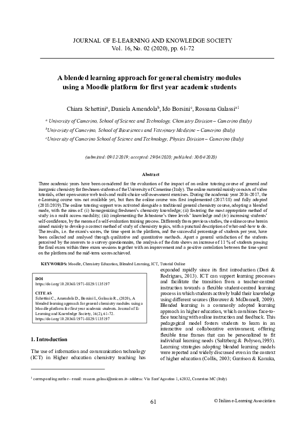 (PDF) A blended learning approach for general chemistry modules using a ...