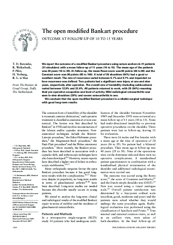 (PDF) The open modified Bankart procedure
