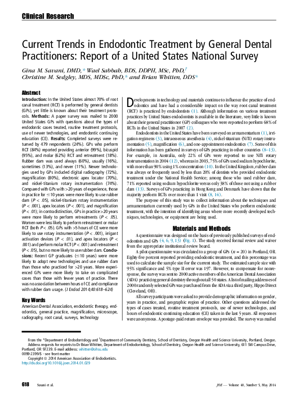 (PDF) Current Trends in Endodontic Treatment by General Dental ...