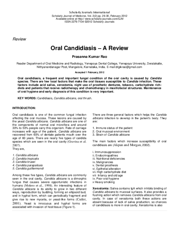 (PDF) Oral candidiasis – A review