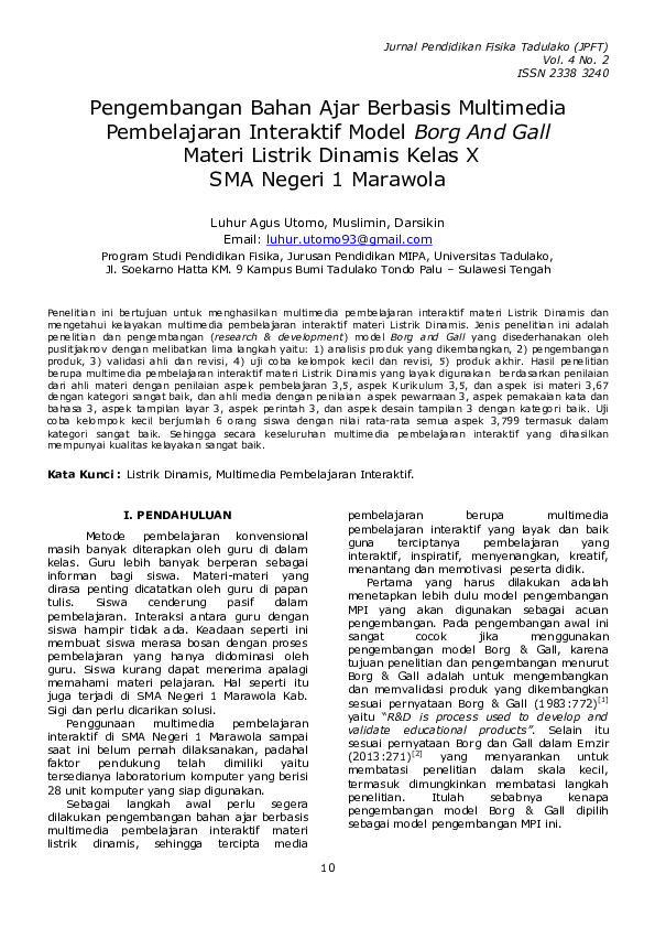 (PDF) Pengembangan Bahan Ajar Berbasis Multimedia Pembelajaran Interaktif Model Borg And Gall ...