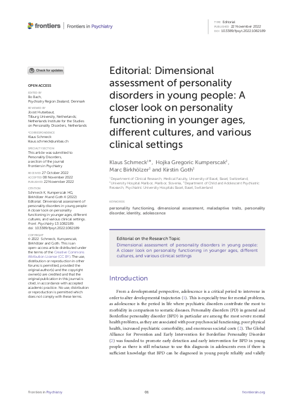 (PDF) Editorial: Dimensional assessment of personality disorders in ...