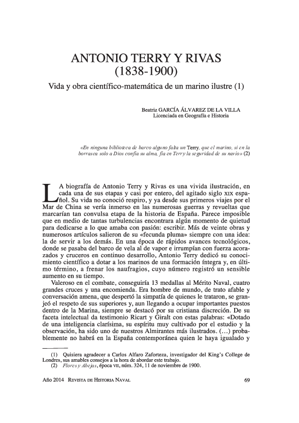 (PDF) Antonio Terry y Rivas (1838 1900). Vida y obra científico ...