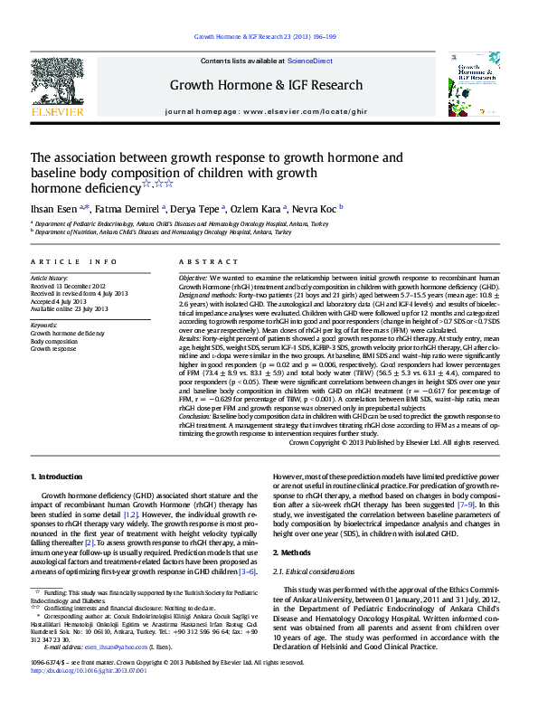 (PDF) The association between growth response to growth hormone and ...
