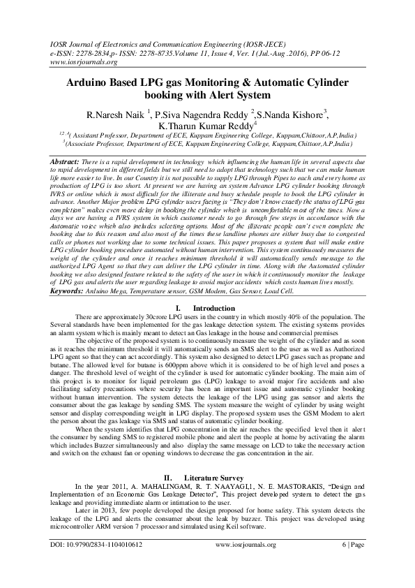 (PDF) Arduino Based LPG gas Monitoring & Automatic Cylinder booking with Alert System | Swati ...