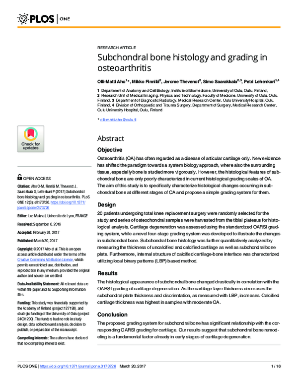 (PDF) Subchondral bone histology and grading in osteoarthritis | Simo ...