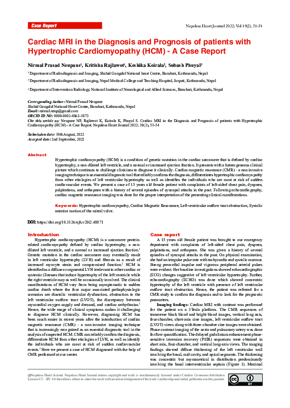 (PDF) Cardiac MRI in the Diagnosis and Prognosis of patients with Hypertrophic Cardiomyopathy ...