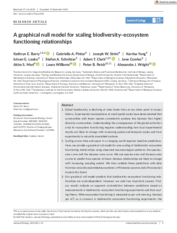(PDF) A graphical null model for scaling biodiversity–ecosystem ...