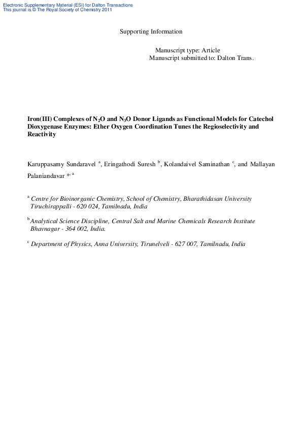 (PDF) Iron(III) complexes of N2O and N3O donor ligands as functional ...