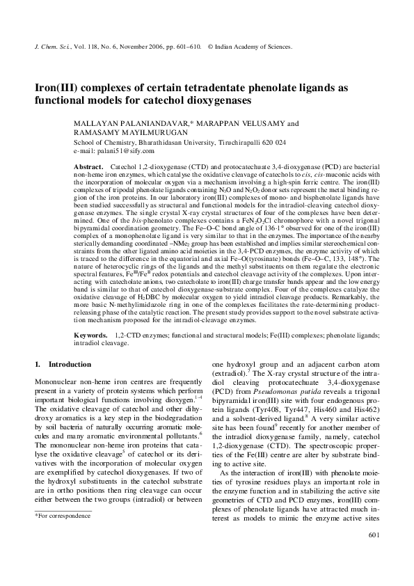 (PDF) Iron(III) complexes of certain tetradentate phenolate ligands as ...