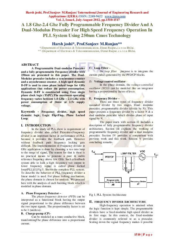 (PDF) A 1 . 8 Ghz-2 . 4 Ghz Fully Programmable Frequency Divider And A ...