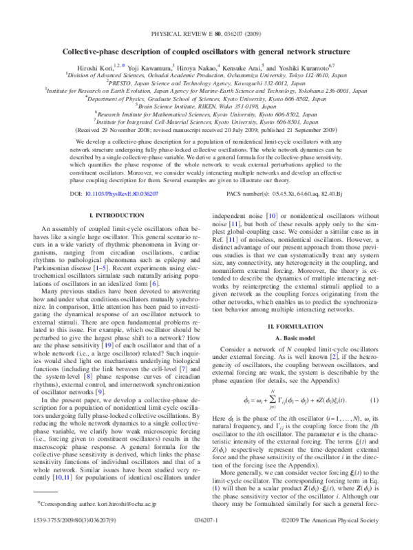 (PDF) Collective-phase description of coupled oscillators with general network structure