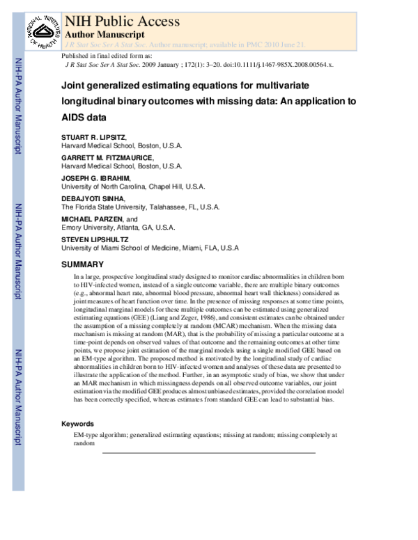 (PDF) Joint generalized estimating equations for multivariate ...