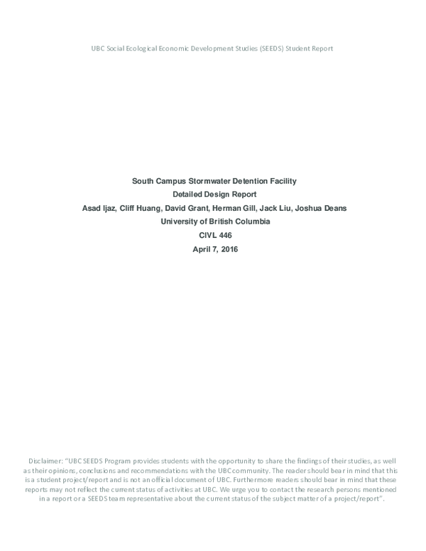 (PDF) UBC South Campus Stormwater Detention Facility : Detailed Design ...