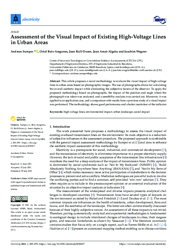 (PDF) Assessment of the Visual Impact of Existing High-Voltage Lines in ...