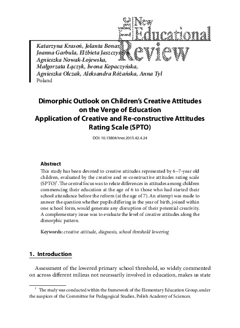(PDF) Dimorphic outlook on children’s creative attitudes on the verge ...